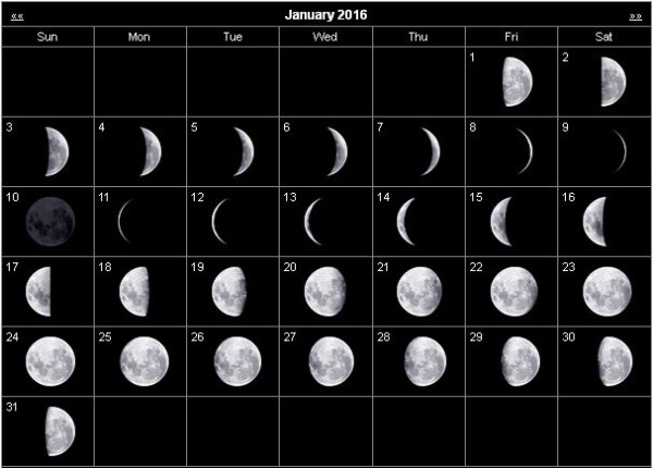 Monthly Stargazing Calendar for January 2016